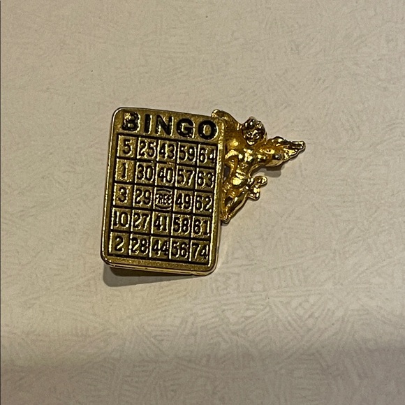 bingo | Jewelry | Gold Bingo Pin With Angel Design Lucky Tie Tac Style ...